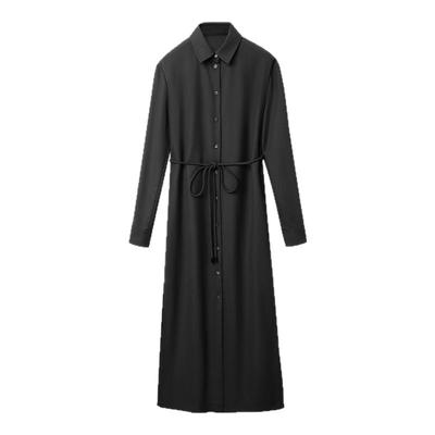 OVV秋冬经典衬衫领直筒开衩随附腰带长袖连衣裙GQLCW44002A