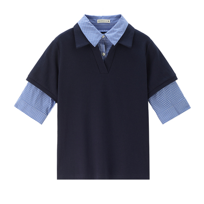 佐丹奴宽松常规短袖假两件POLO