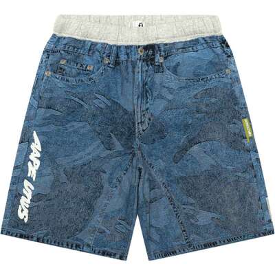 Aape迷彩图案印花假两件休闲短裤