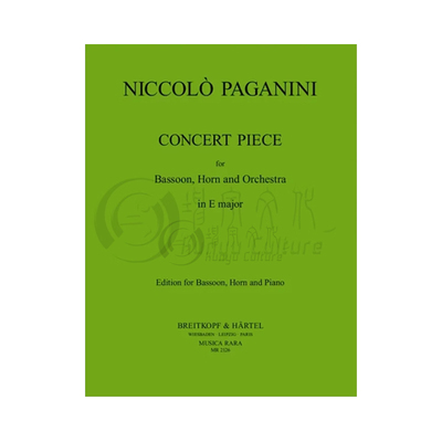 帕格尼尼 E大调音乐会片段 巴松管圆号和钢琴 大熊原版乐谱书 Paganini Concert Piece in E major Bassoon Horn Piano MR2126