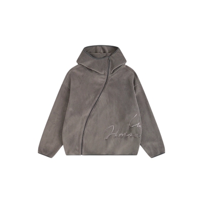 弧形拉链摇粒绒立领卫衣