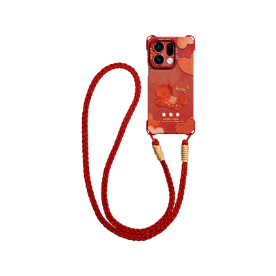 油画风爱心小马斜挎绳硅胶手机壳