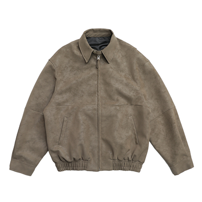 Unblank翻领pu磨砂皮衣夹克男