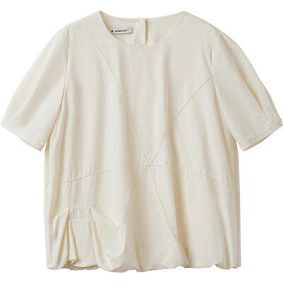 播商场同款短袖花苞圆领衬衫女夏季新款宽松小衫BDS2HD2637