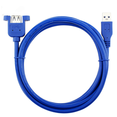 USB3.0带耳朵公对母头数据延长线3.0A公M/F带螺丝孔 可固定面板