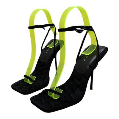 外贸女鞋一字带细跟布方头