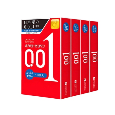 冈本001超薄避孕套 200%双倍润滑安全套 4盒12只装 日本原装进口