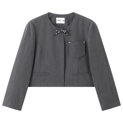 【商场同款】乐町短款西装经典外套铆钉蝴蝶结设计C1BAG2114