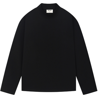 A3s半高领310g重磅全棉纯色微宽松落肩单穿内搭好看长袖t恤男打底