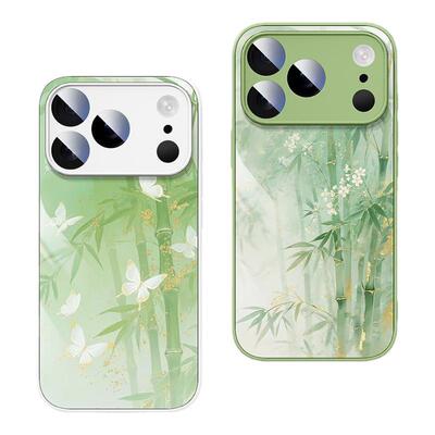 适用于苹果17玻璃手机壳国风竹子