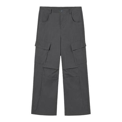 PSO Brand男装女装拼接双折位凉感直筒宽松工装长裤高街多口袋潮