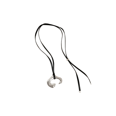 合金黑皮绳高级感不规则毛衣链女