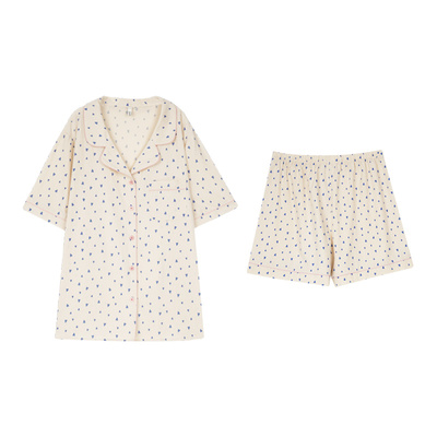 ALIN大码家居馆胖妹妹mm日系睡衣女夏季纯棉200斤薄款家居服套装