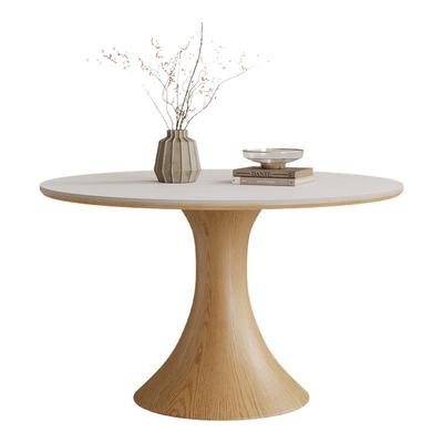 奥古斯特白色岩板餐桌奶油风