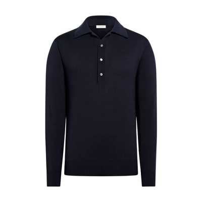 Suitsupply海军蓝棉混纺POLO衫