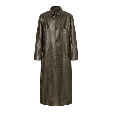 【于适同款】ordudiordu复古做旧肌理感长款皮大衣外套男冬高级感