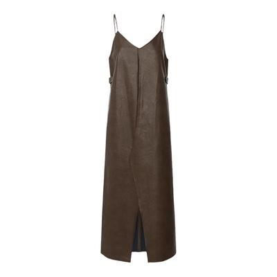 GCRUES2024复古时髦pu吊带连衣裙