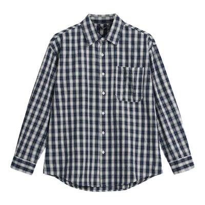 DICEOFF日系翻领格子长袖衬衫