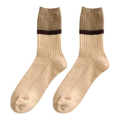 美拉德色系拼接撞色羊毛袜子女