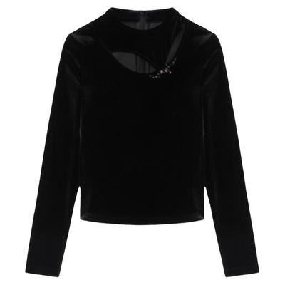 H·GENTEEL荷高百搭半高领金属装饰丝绒上衣GUD12610519