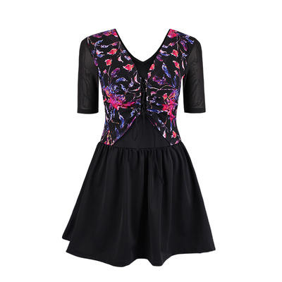 泡温泉大码遮肚裙式连体泳衣