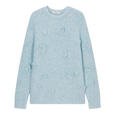 moussy 春季复古优雅立体花卉软糯针织衫女010HA770-5661