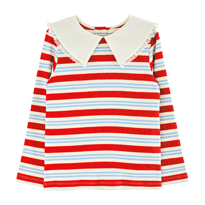 ilovej童装荷叶领螺纹长袖