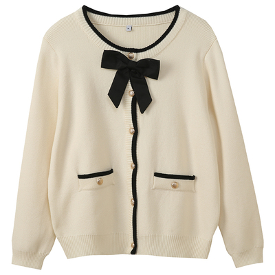 高级感温柔风显瘦撞色针织开衫