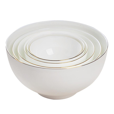 金边欧式家用碗单个纯白陶瓷