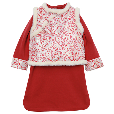 两件套儿童旗袍唐装拜年服棉马甲