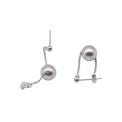 RECYCLES925银灰色珠珠耳环