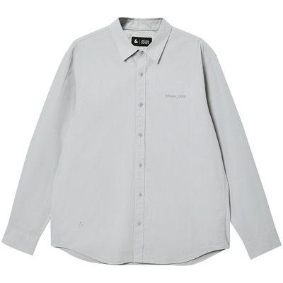 杰克琼斯男装春季新款字母刺绣纯棉舒适宽松日常休闲翻领长袖衬衫