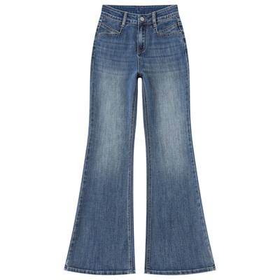 李大颖｜高腰复古微喇叭牛仔裤女修身弹力显瘦大码小个子马蹄裤