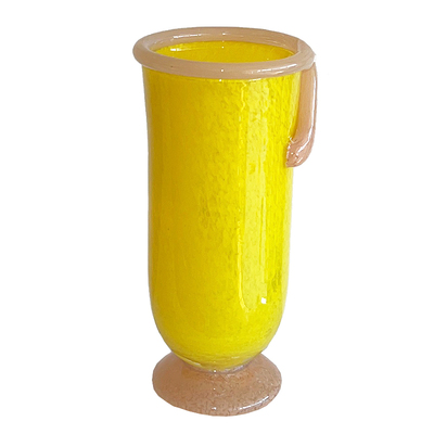 click黄色小喇叭直筒玻璃花瓶