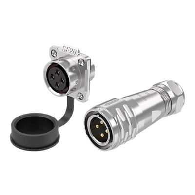 四孔法兰SF20型航插2-12芯工控设备推拉自锁型防水电源信号连接器