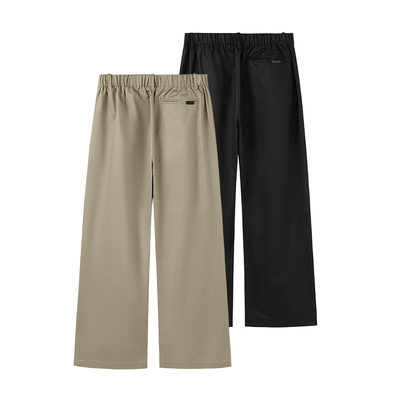 WHIMNOTION 25SS立体褶位钮扣天丝长裤垂顺抗皱宽松直筒休闲裤