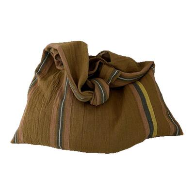 糖棕色宽条纹单肩斜挎包旅行包