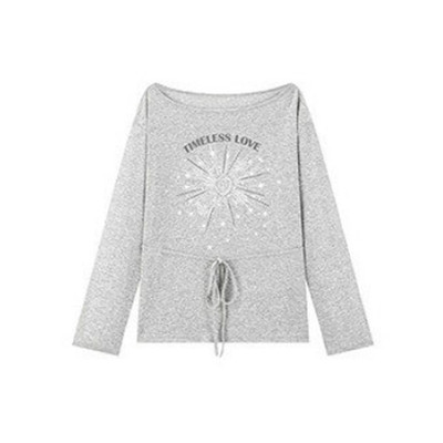 【商场同款】莱赛尔长袖T恤夏新款系带收腰上衣罩衫女C1CPG2209