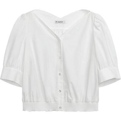 【播奥莱】V领泡泡袖短袖衬衫女夏款商场同款洋气衬衣BDR2HD0711