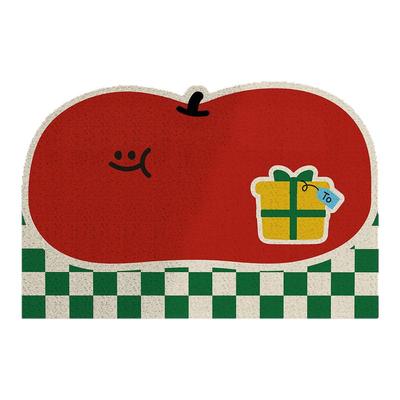 新年喜庆红苹果入户地垫丝圈防滑