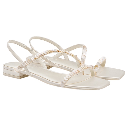 CHARLES&KEITH26夏季新款CK1-70580295简约细带亮片平底露趾凉鞋