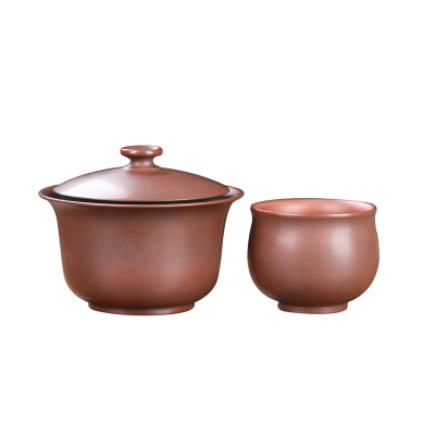 钦州坭兴陶全手工全孔专利盖碗