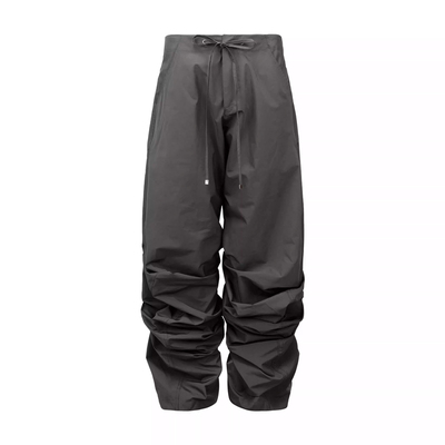 极简细褶尼龙收腰直筒裤男女同款