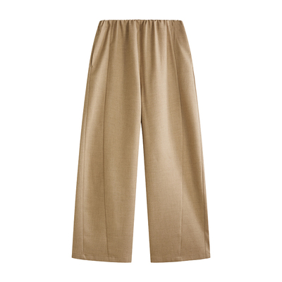 SETTE SEVEN·【花纱肌理】混纺橡筋腰挺阔感阔腿裤2025秋镰刀裤