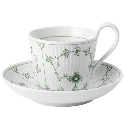 RoyalCopenhagen皇家哥本哈根青绿平边手绘咖啡杯碟子轻奢高颜值