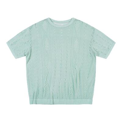 RAPPEYE镂空菱格针织短袖圆领T恤