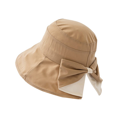 防晒帽子女春夏季日系紫外线遮阳渔夫帽蝴蝶结2025百搭可折叠盆帽