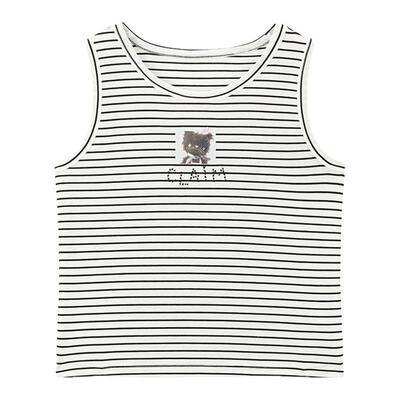 【商场同款】乐町条纹吊带背心夏季新款宽肩带猫咪背心C2CQF2743