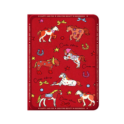 适用苹果ipad平板保护套红色小马