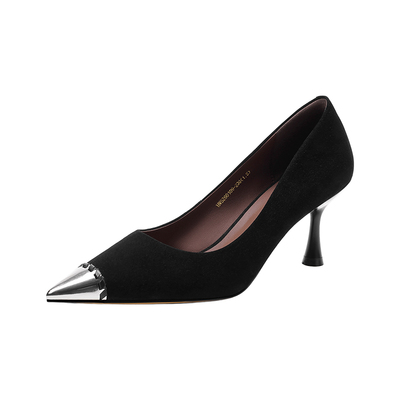 哈森尖头绒面细跟高跟鞋通勤宴会百搭舒适女鞋2026新款HWS260109